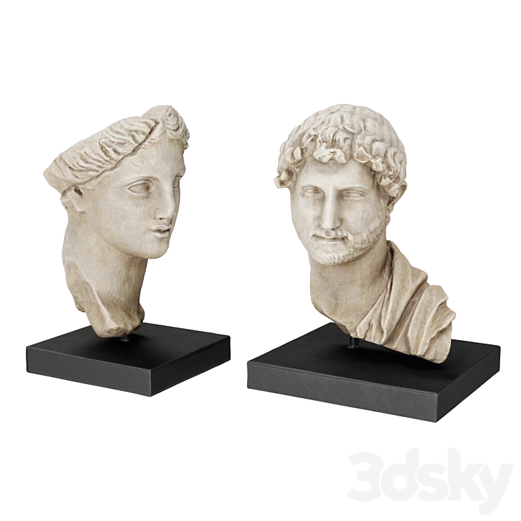 Greek busts set - Sculpture - 3D model