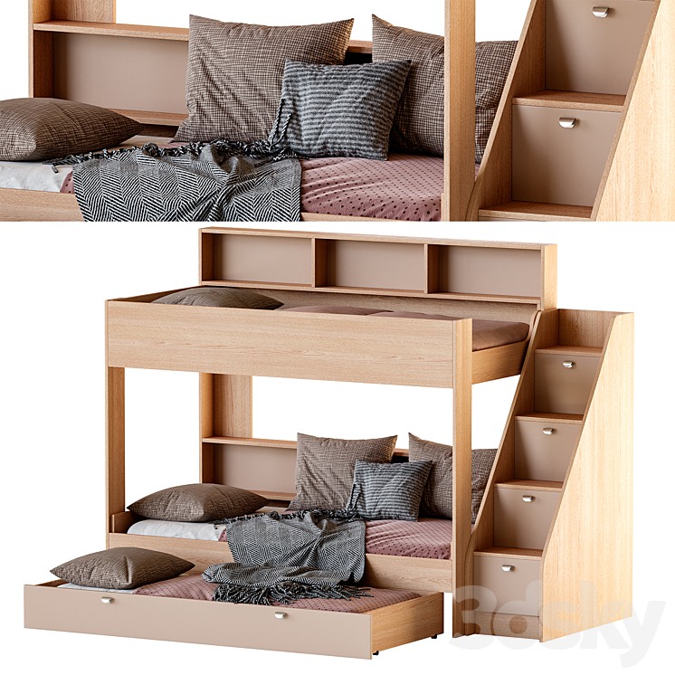 Three-tier bed Golden Kids 10 - Bed - 3D model