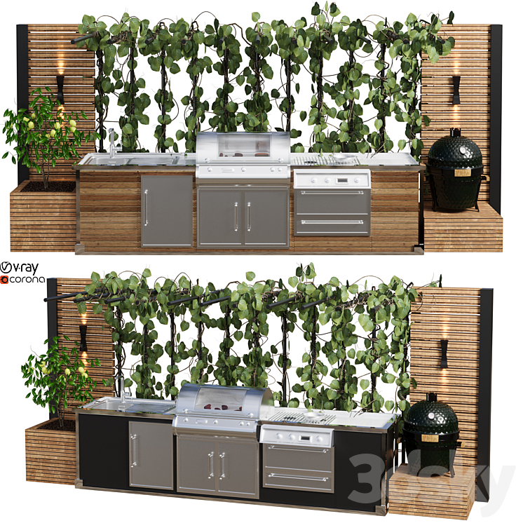 outdoor kitchen 48 - Barbecue and grill - 3D model