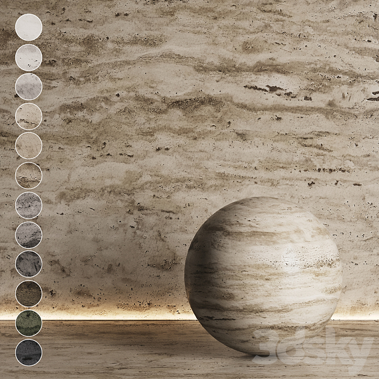 Travertine stone of different shades No. 4 - Stone - 3D model