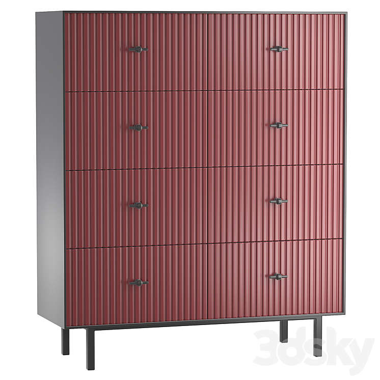 Red Emerson Eight Drawer Chest - Sideboard & Chest of drawer - 3D model