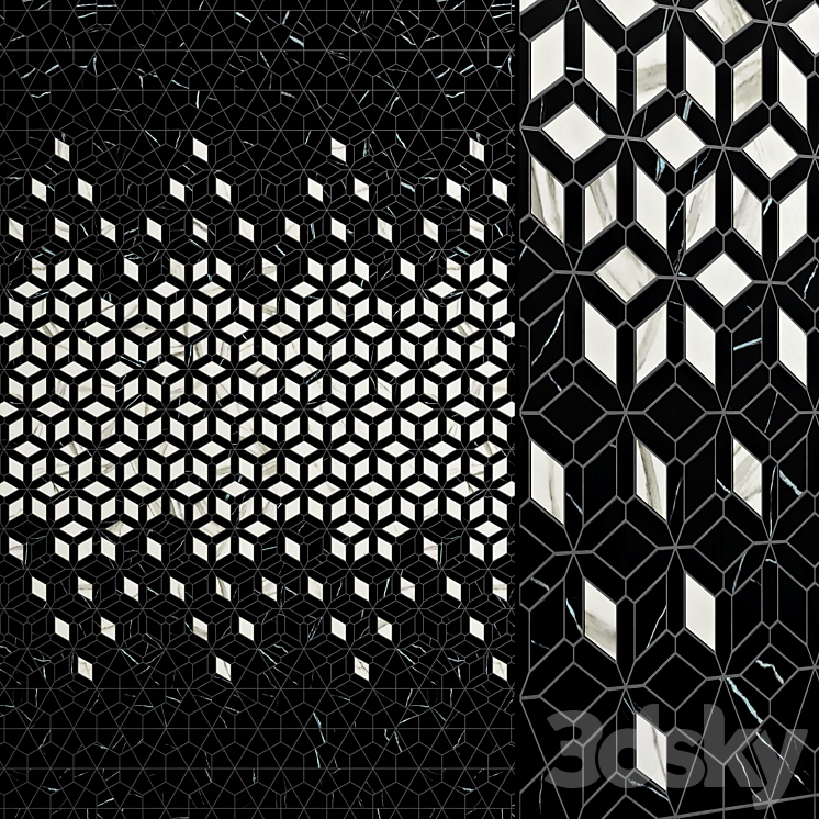 Atlas Concorde Marvel Meraviglia diamond Black Origin - Tile - 3D model