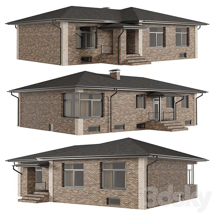 Country Brick House 05 - Building - 3D model