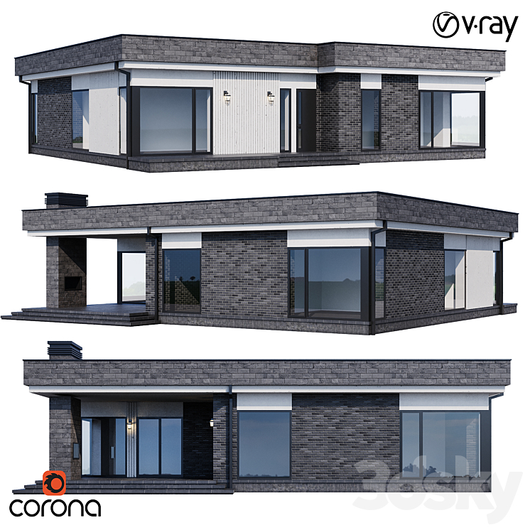 Modern house v59 - Building - 3D model