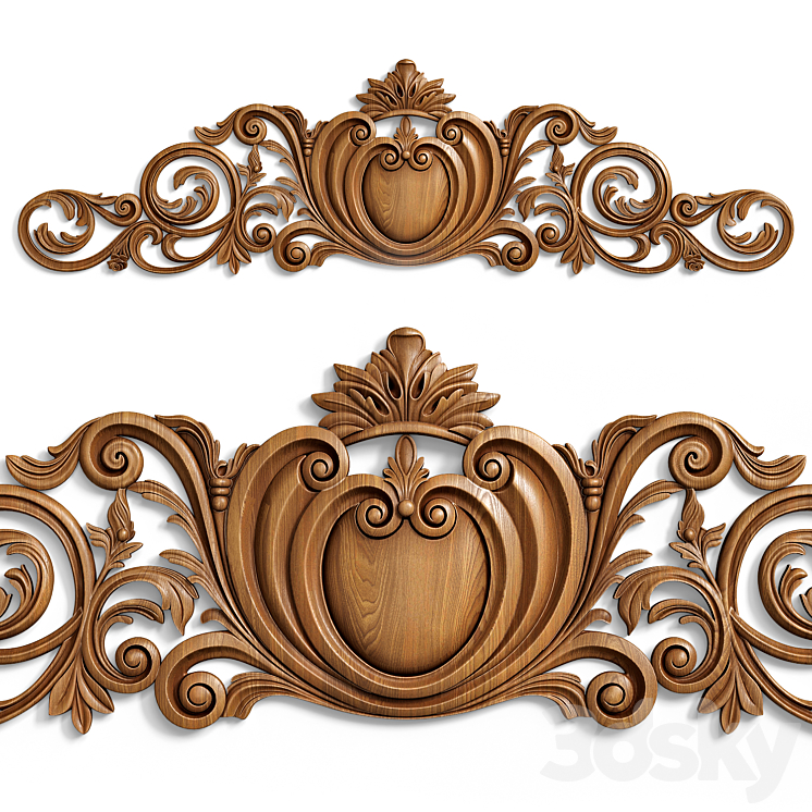 Carved Cartouche 004 - Decorative plaster - 3D model