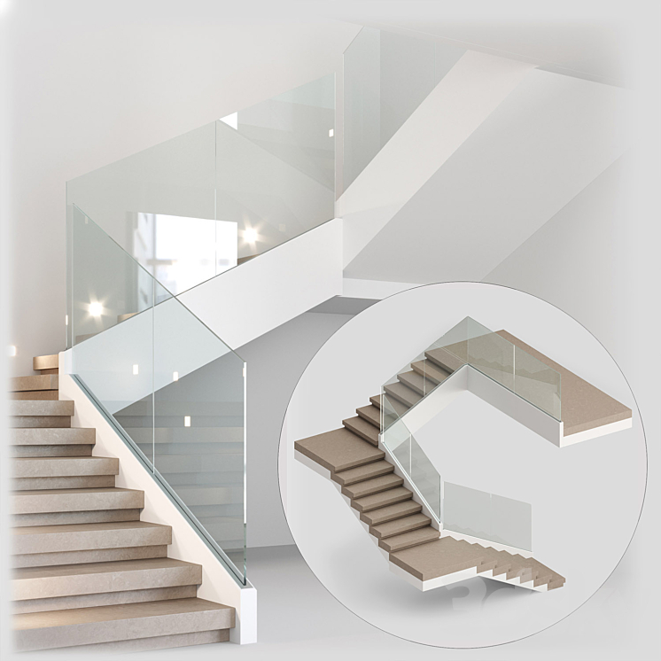 Modern interior stairs 15 - Staircase - 3D model