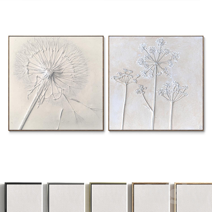 Plaster two square photo frames D-177 - Frame - 3D model
