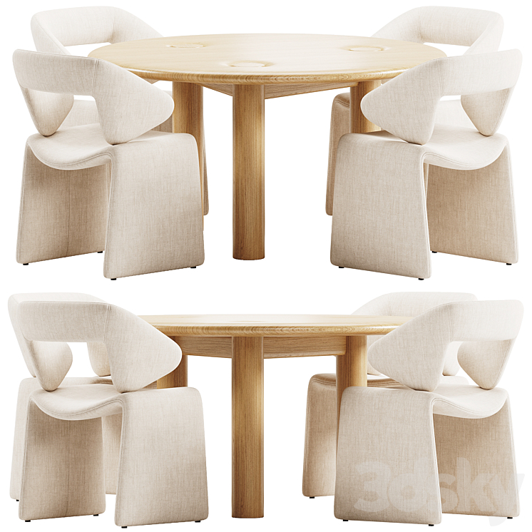 Dining Set 71 - Table + Chair - 3D model