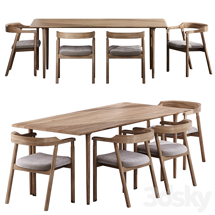 Alba table from Artisan with chairs - Table + Chair - 3D model
