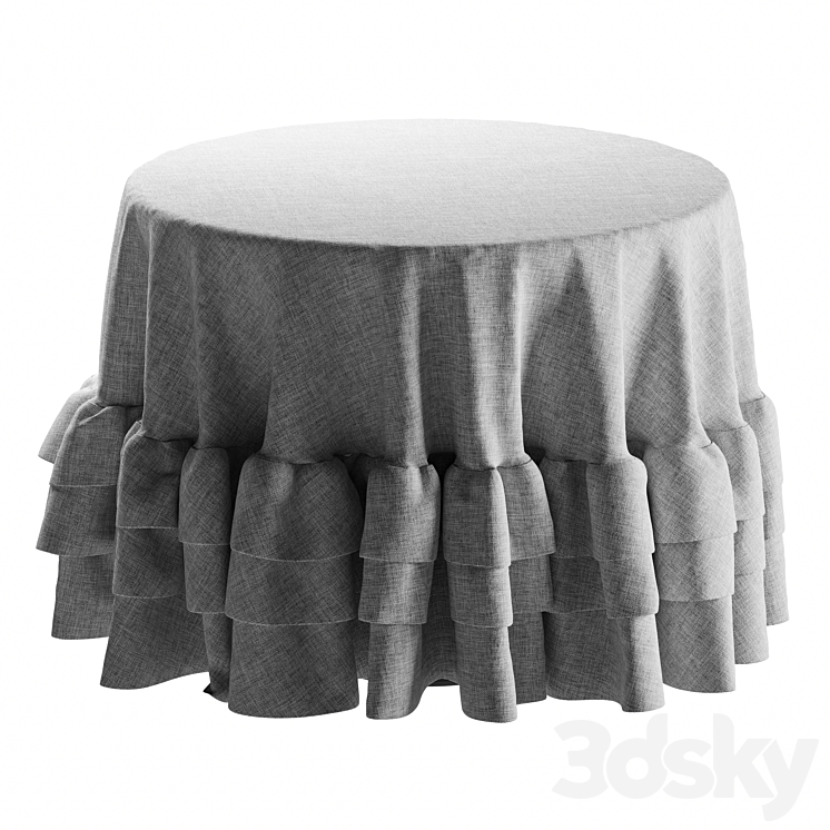 Tablecloth with ruffles - Table - 3D model