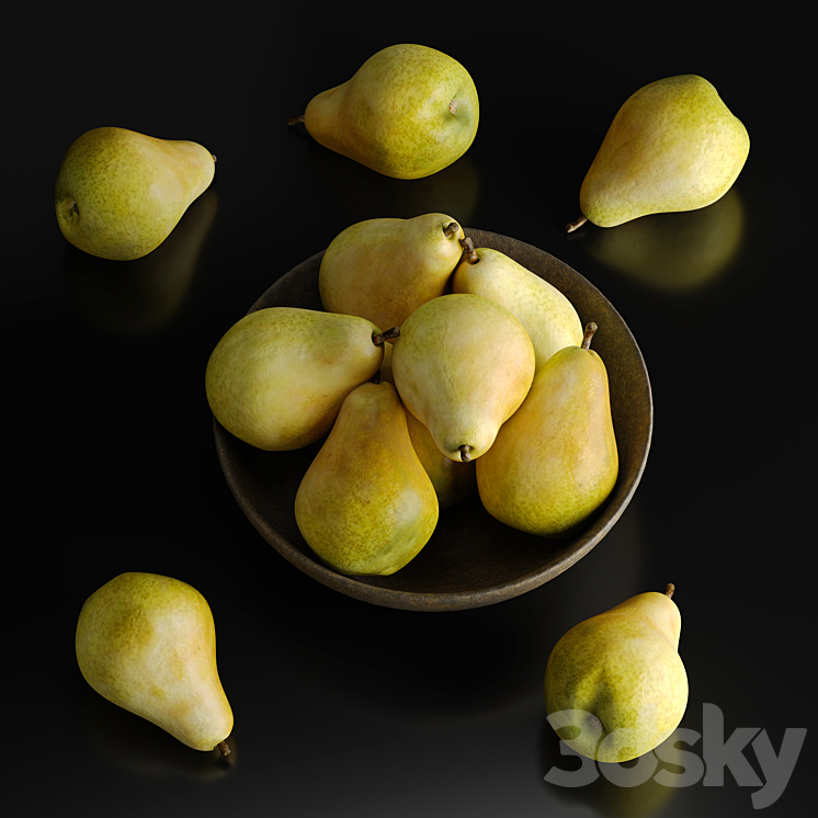 Duck Pear in a Ceramic Bowl - Food and drinks - 3D model