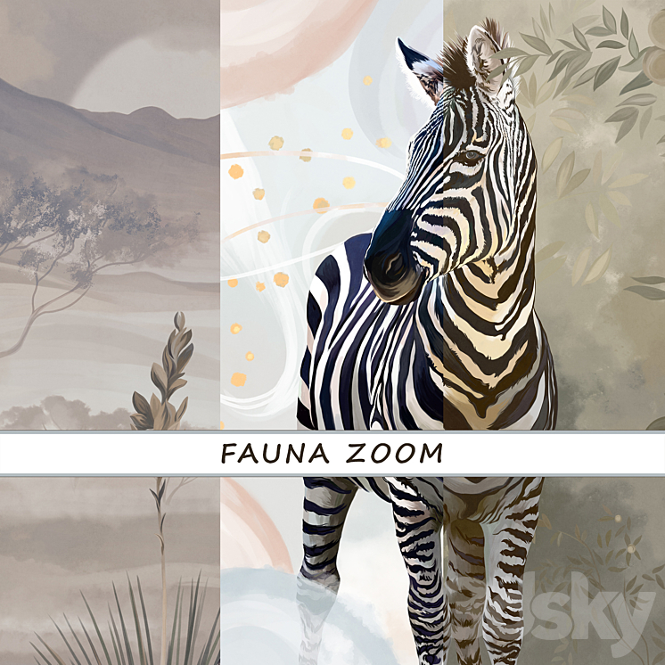 Designer wallpaper FAUNA ZOOM pack 6 - Wall covering - 3D model