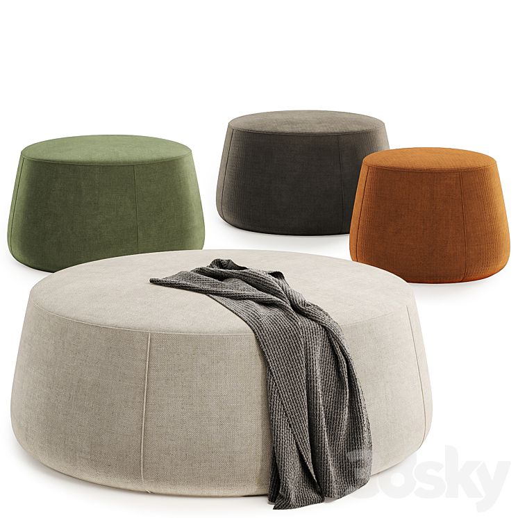 Evelyne Soft Round Pouf - Other soft seating - 3D model