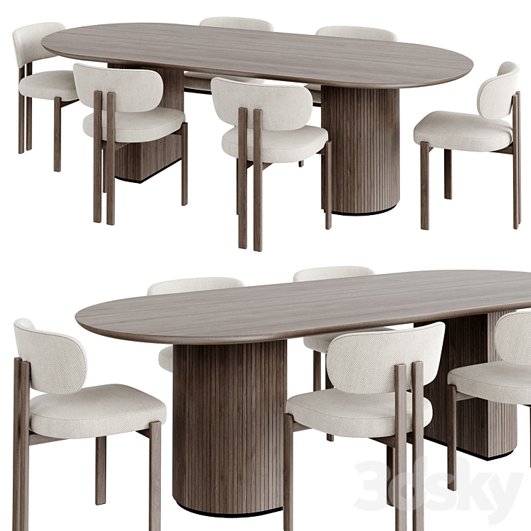 Dinning Set 117 - Table + Chair - 3D model