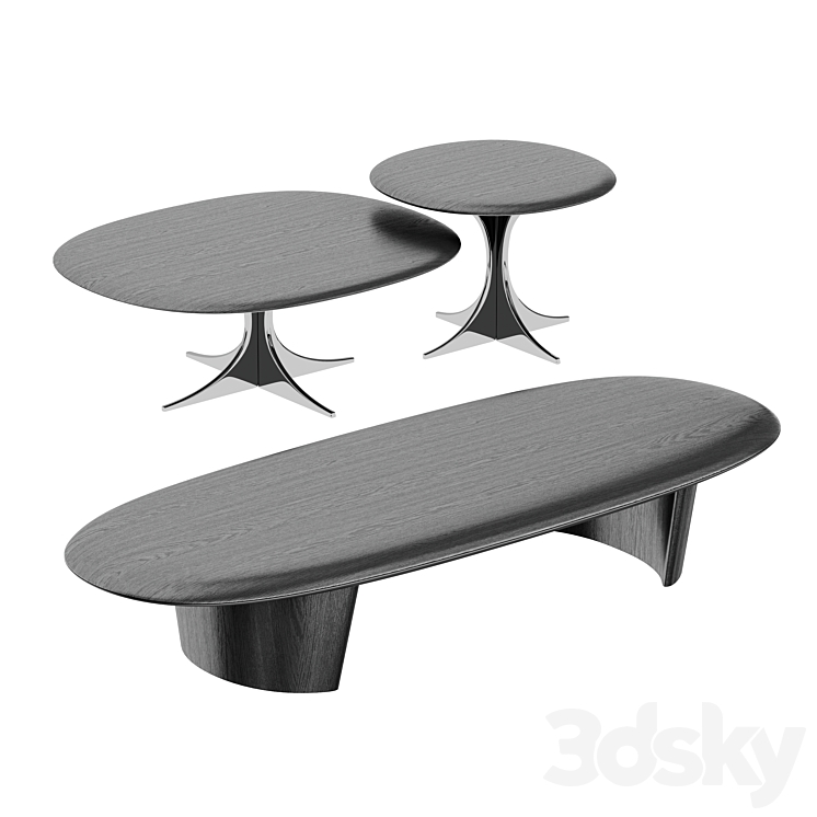 Anish Wood Coffee Table set by Minotti - Table - 3D model