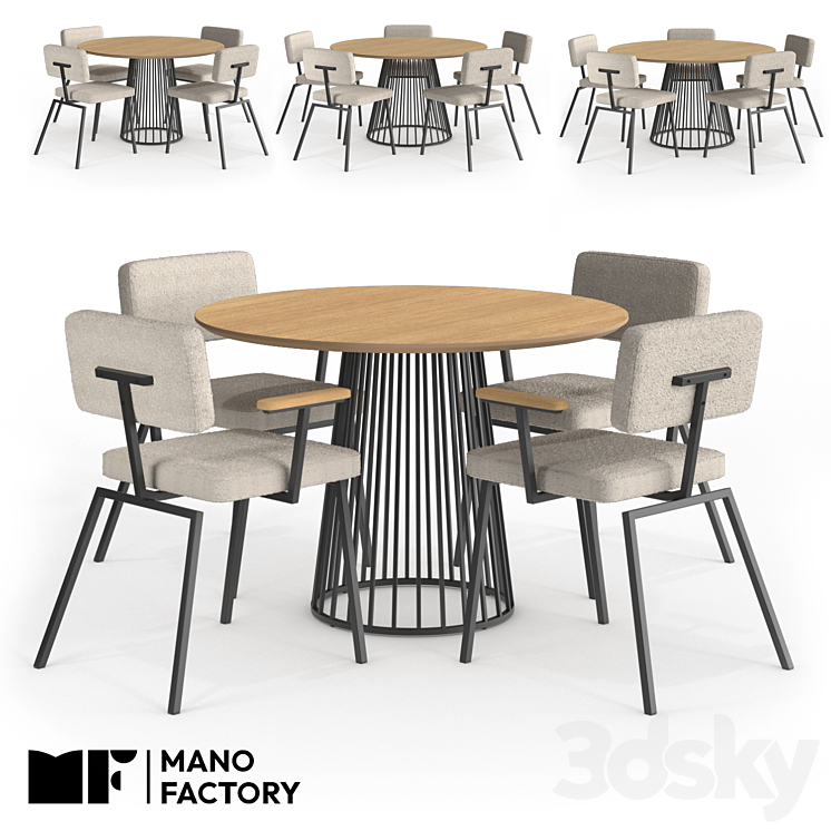 (OM) Dining group VOLAN+KRAB from MANO FACTORY - Table + Chair - 3D model