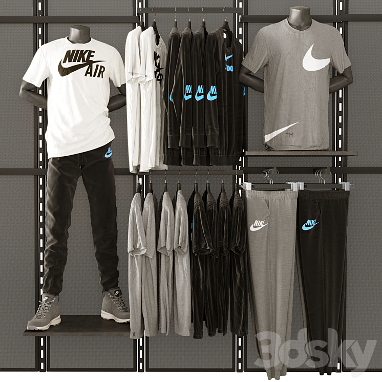 Nike clothing store rack - Сlothes and Footwear - 3D model