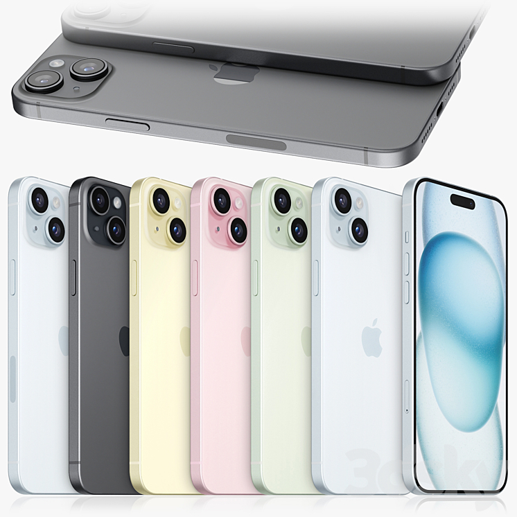 Apple iPhone 15 Plus All colors - Phones - 3D model