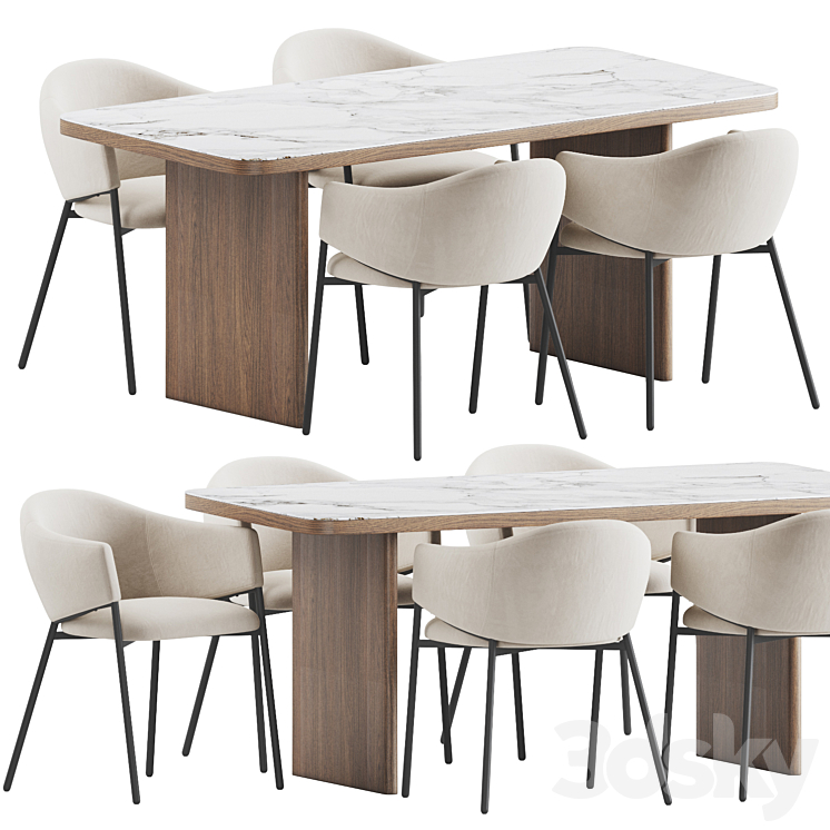 Dining Set 252 - Table + Chair - 3D model