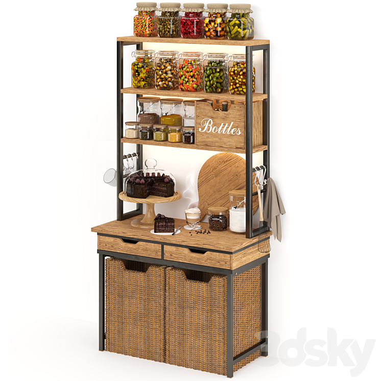 Kitchen Shelf Set -12 - Rack - 3D model