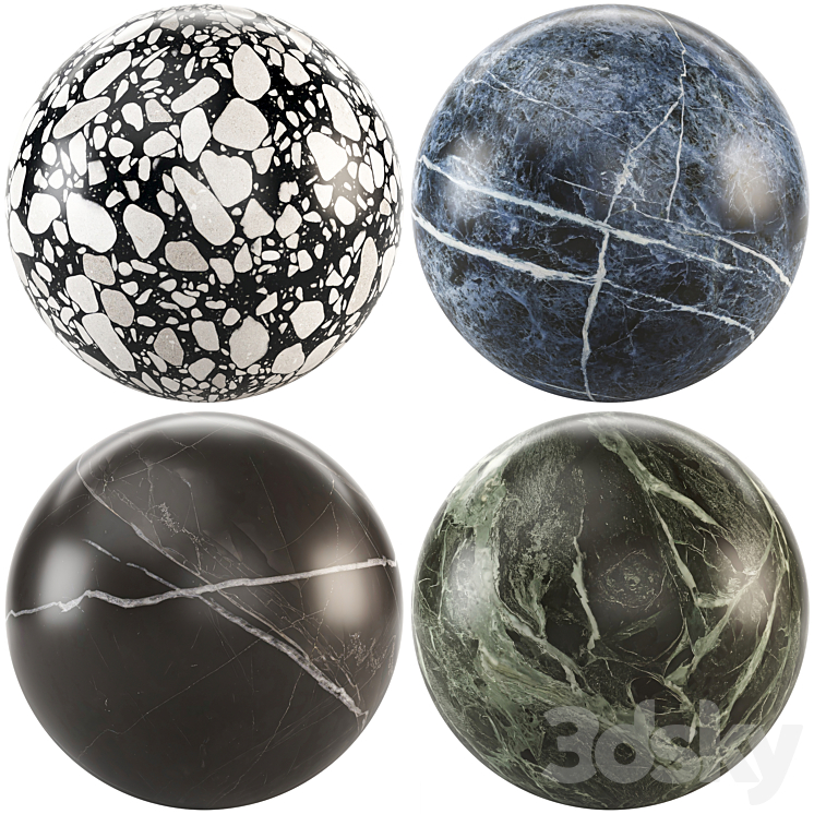 Marble 113 (Night Thunder,Galaxy,Forest,Terrazzo Nero) - Stone - 3D model