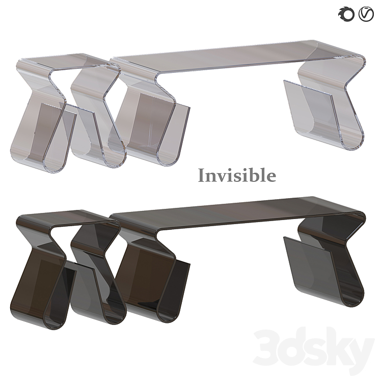 Invisible coffee and side table - Table - 3D model