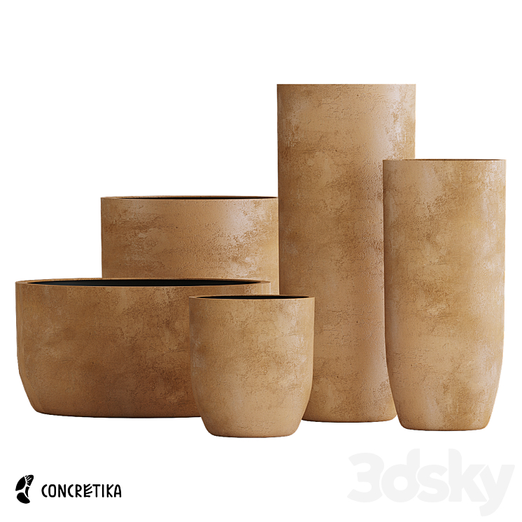 CONCRETIKA collection of planters VERANDA color OM - Vase - 3D model