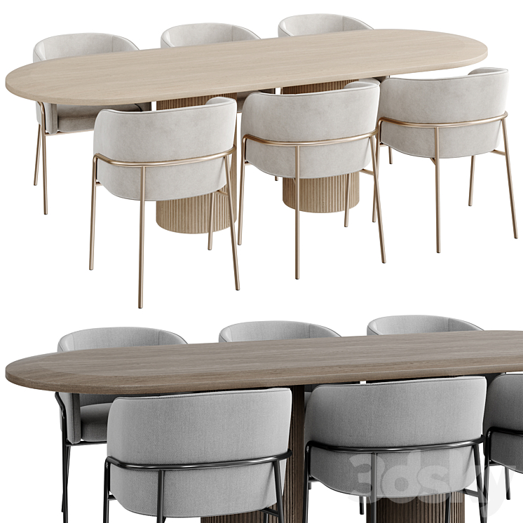 Dinning Set 145 - Table + Chair - 3D model