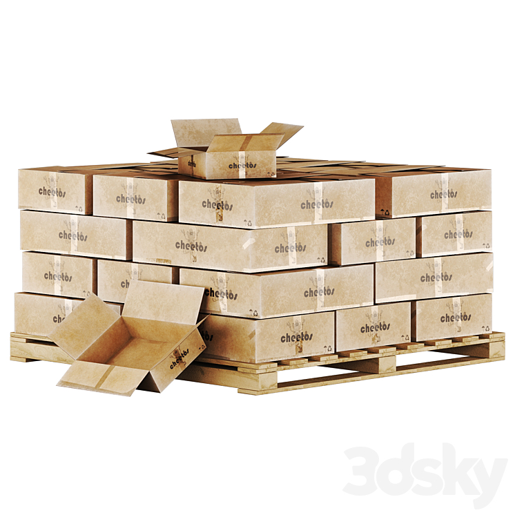cardboard box on pallet - Miscellaneous - 3D model