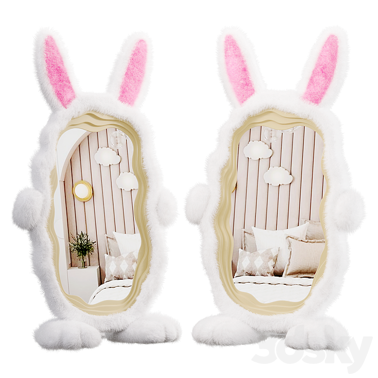 Plush bunny mirror - Mirror - 3D model