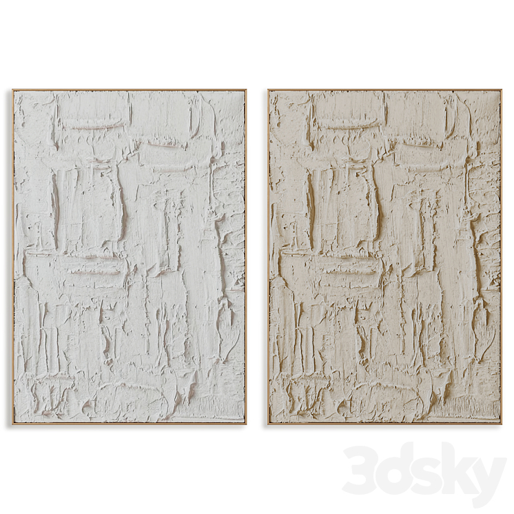 Plaster Photo Frame set 030 - Frame - 3D model