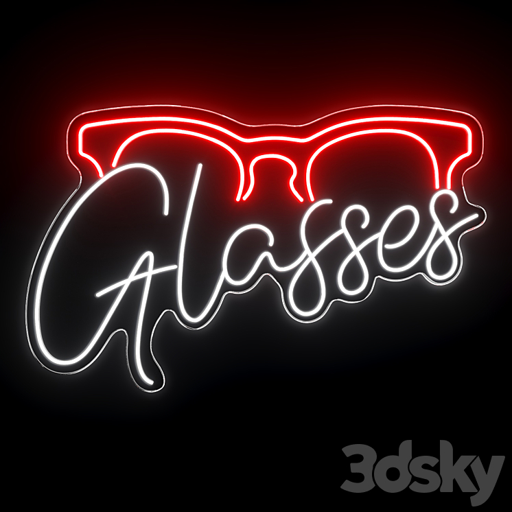 Glasses Neon Sign - Neon - 3D model