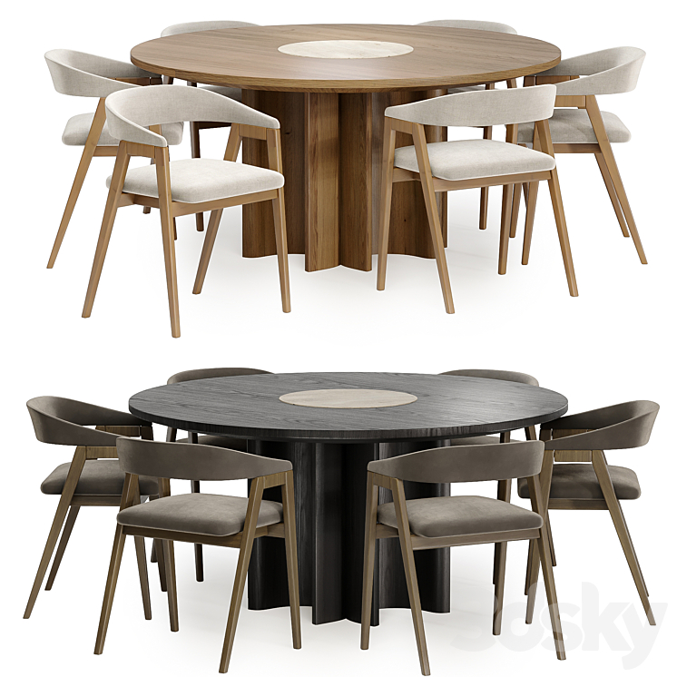 trevor chair with silva table - Table + Chair - 3D model