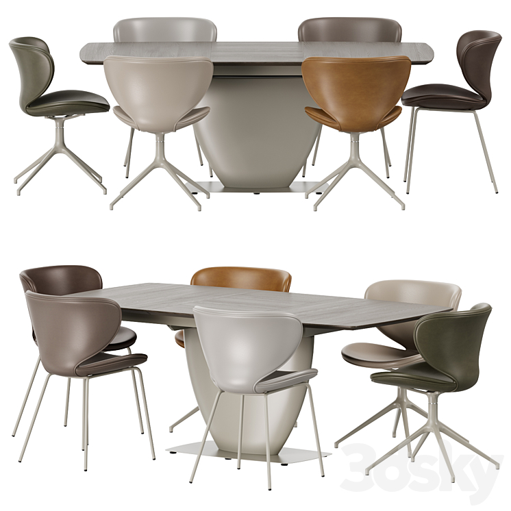Boconcept - Hamilton chair Fiorentina table set 02 - Table + Chair - 3D ...