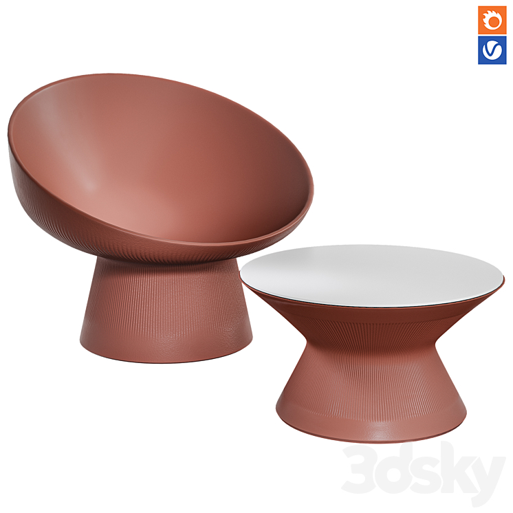 Plust-FADE - Table + Chair - 3D model
