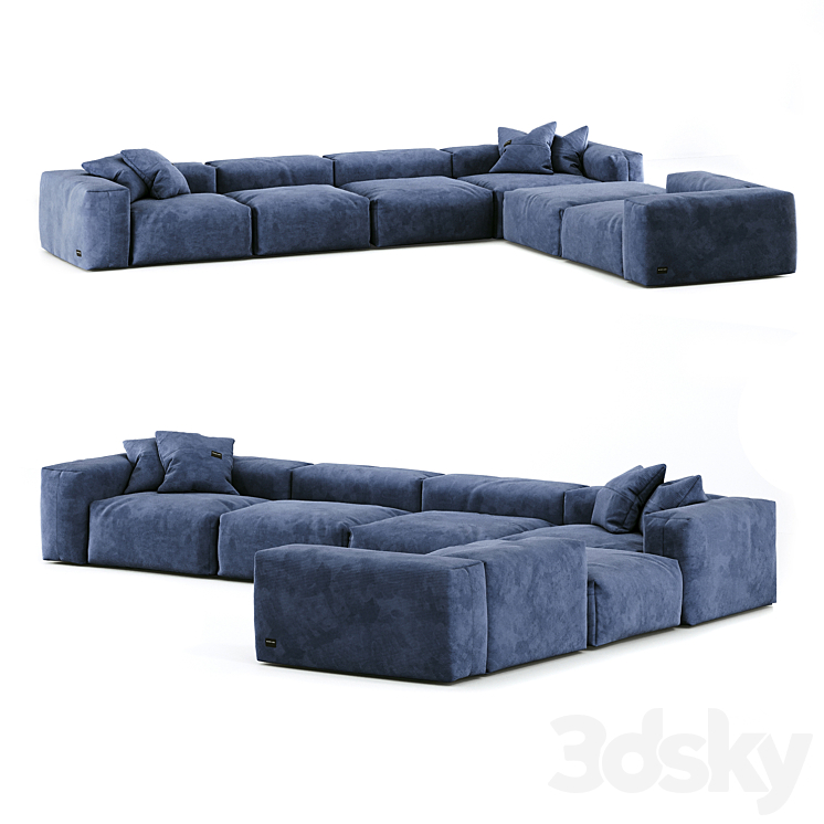 Corner modular sofa with pillows - Sofa - 3D model