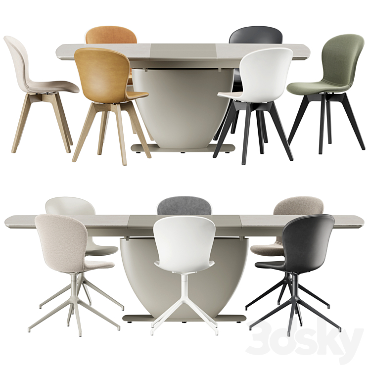 Boconcept - Fiorentina table Adelaide chair set 02 - Table + Chair - 3D ...