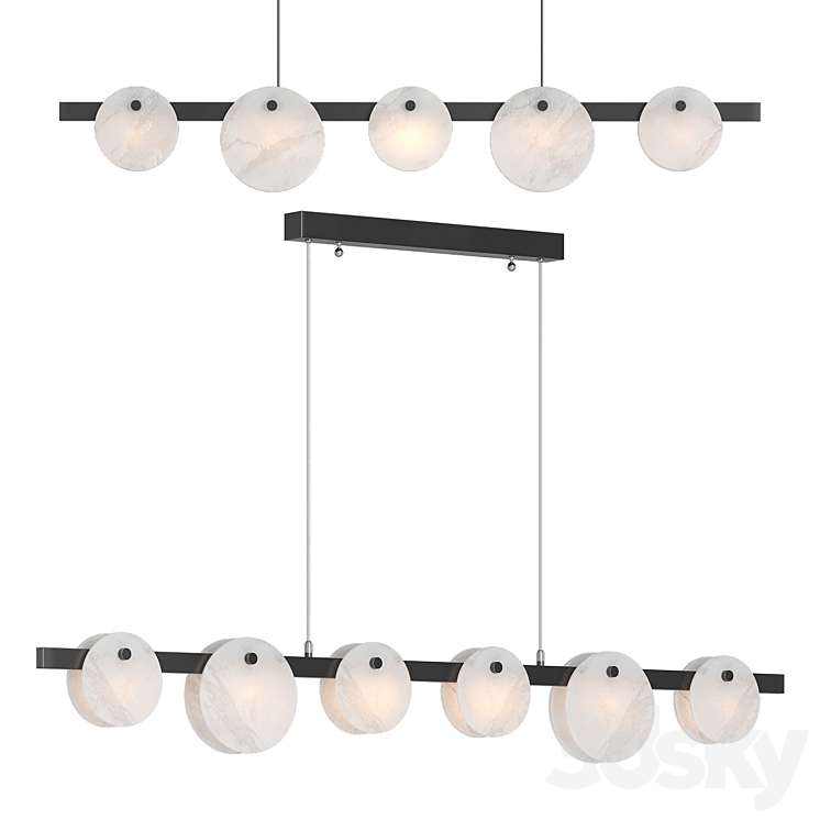 Alabaster Dining Room Chandelier - Pendant light - 3D model