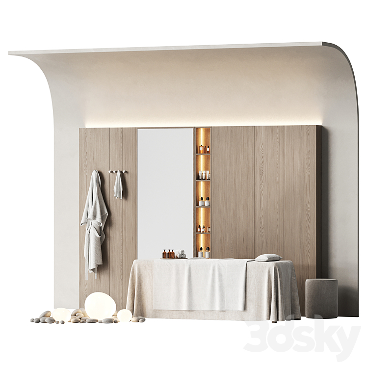 Modern spa with massage couch and accessories 2 - Beauty salon - 3D model