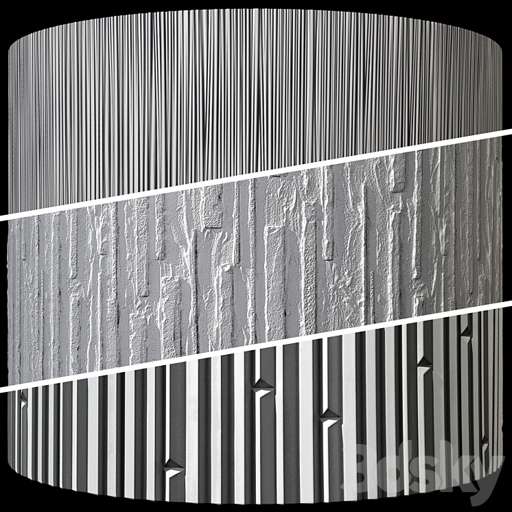 Striped ribbed decorative concrete facing plaster Reckli - Stone - 3D model