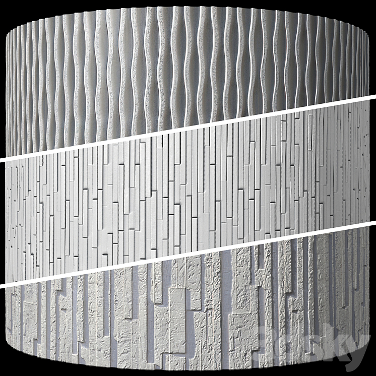 Striped ribbed decorative concrete facing plaster Reckli - Stone - 3D model