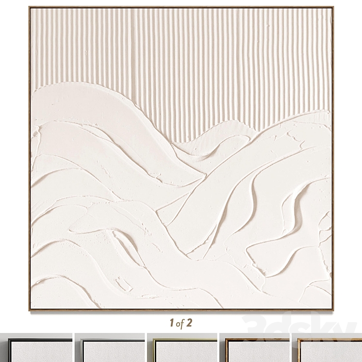 Plaster Two Square Photo Frames D-195 - Frame - 3D model