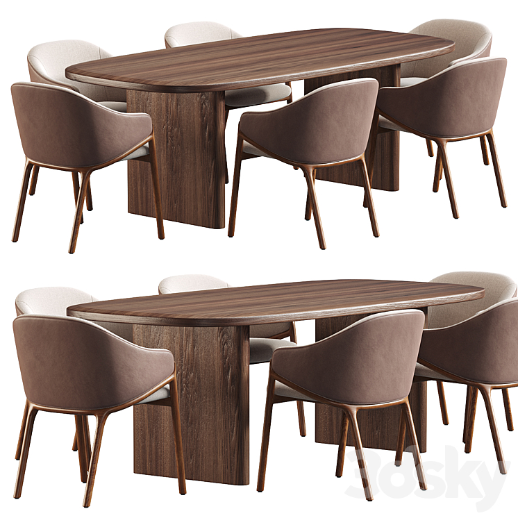 Dining set 14 - Table + Chair - 3D model