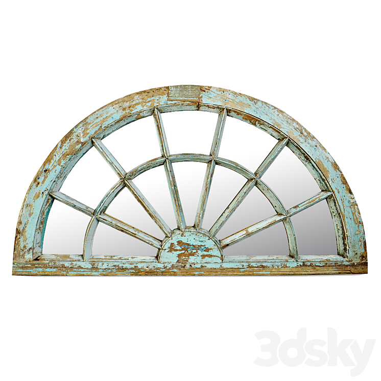 Antique Blue Window Arch Mirror - Mirror - 3D model
