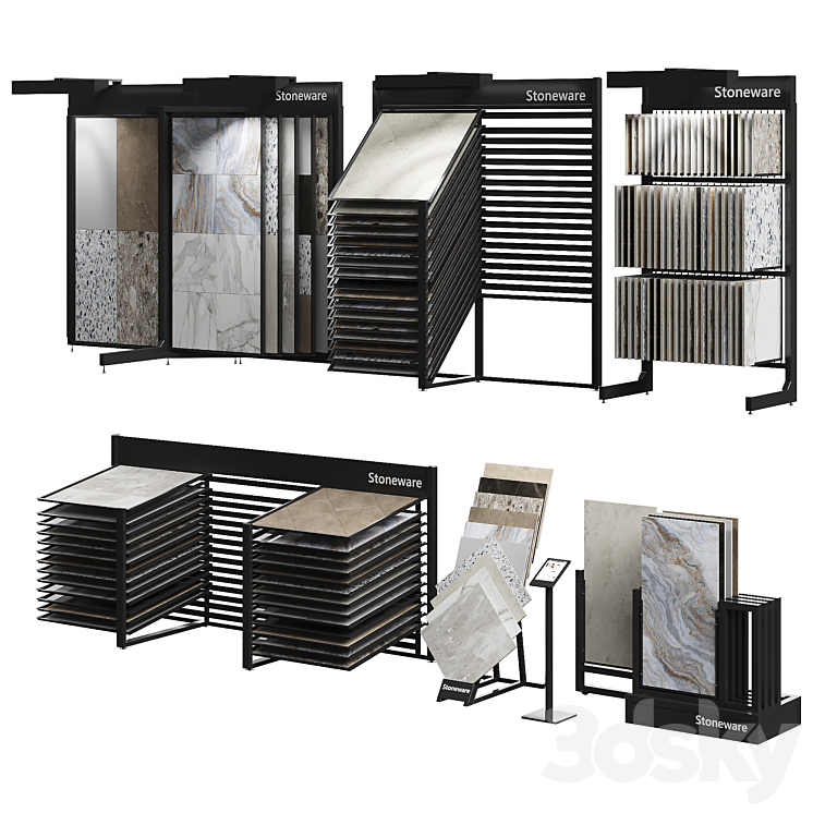 Display stands for tiles and porcelain tiles with information board ...