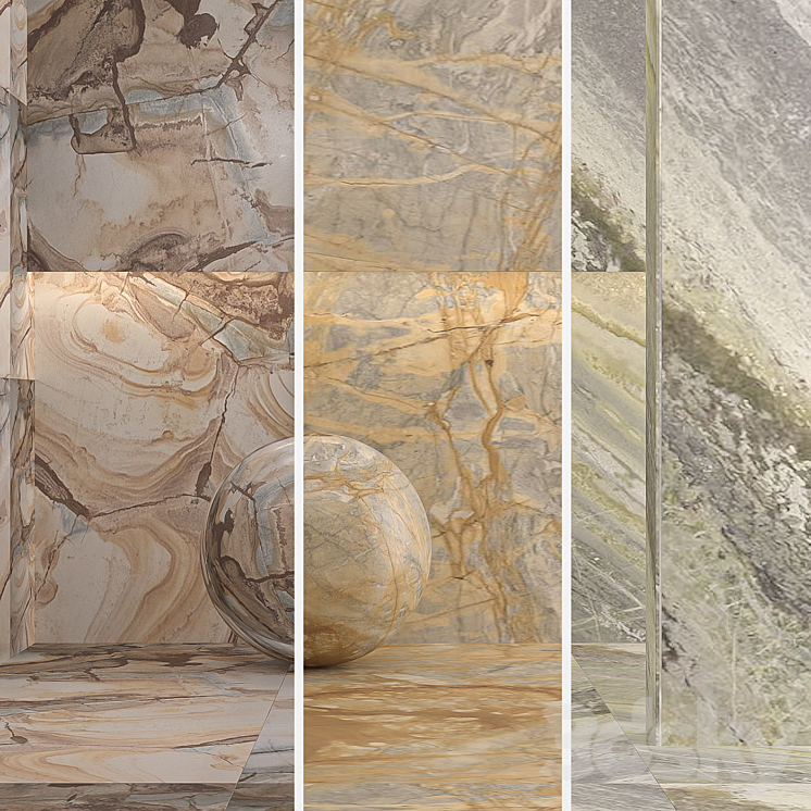 Grigio Siena marble, Irish Green, Stone Wood. 2700x1700 mm - Stone - 3D ...