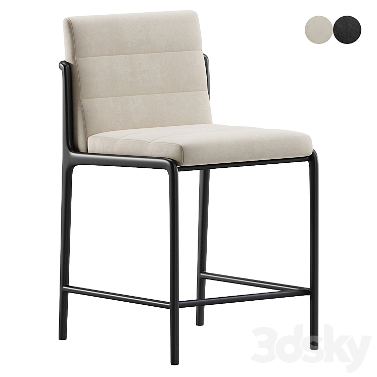 Nephi Cast Metal and Black Velvet Counter Stool - Chair - 3D model
