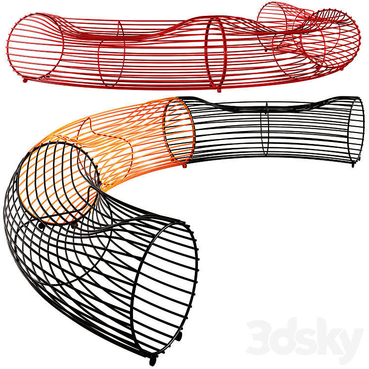 Soller outdoor bench SOP 07 - Urban environment - 3D model