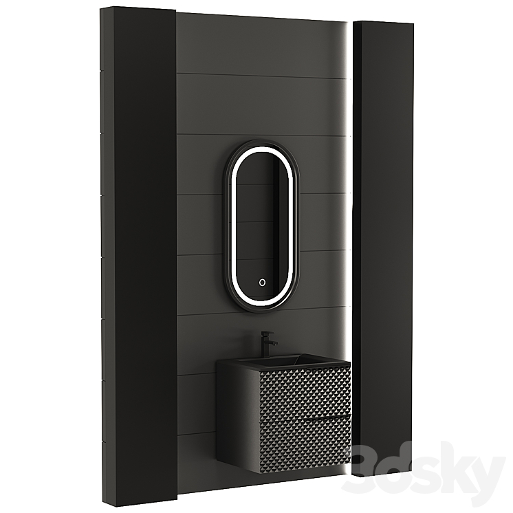 Elvia 600 Black Sink Unit with Black Handles - Bathroom furniture - 3D ...