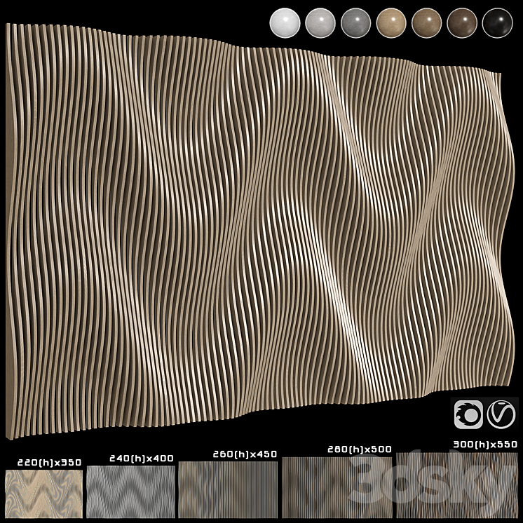 Decorative parametric panel made of slats for walls and ceilings ...